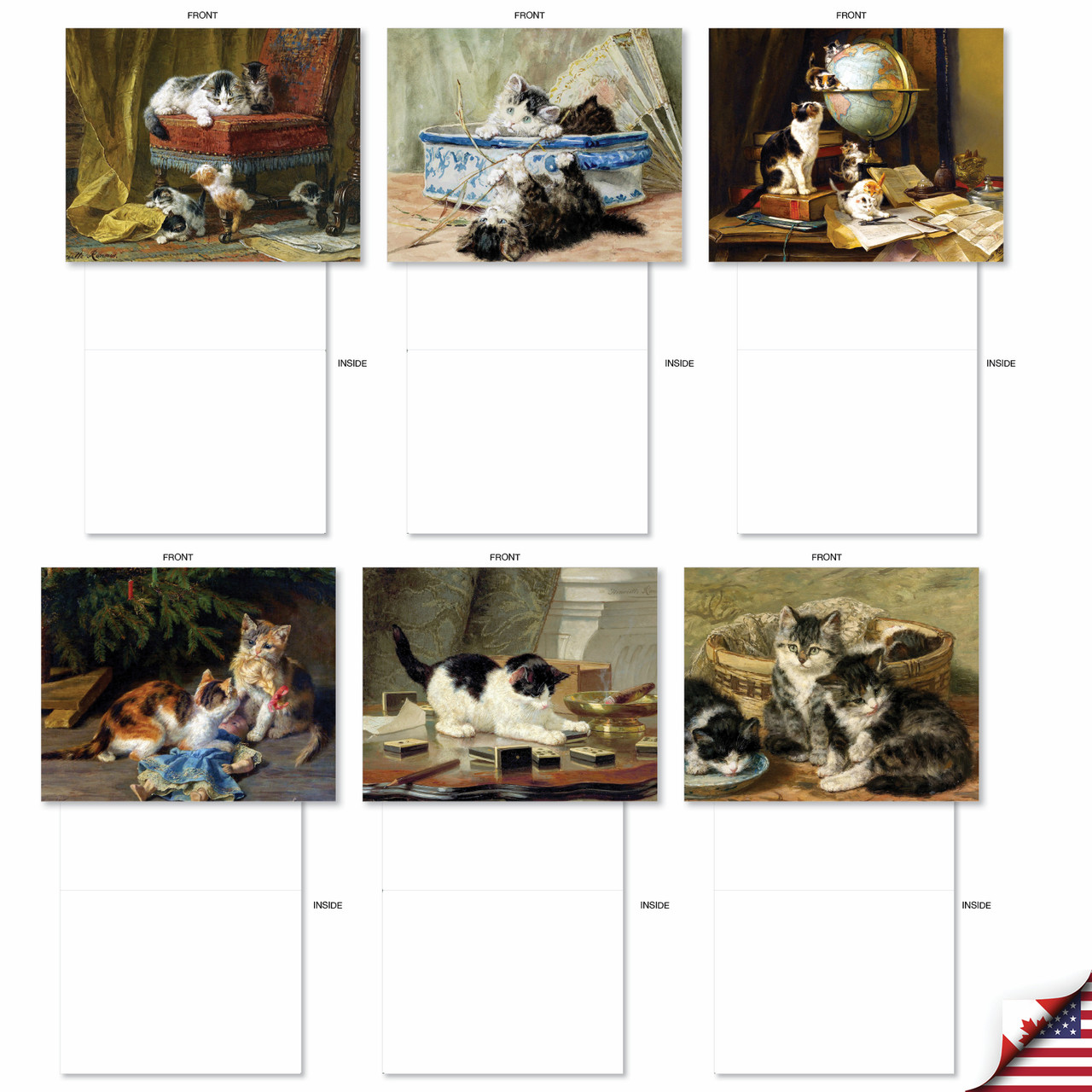 Classic Cats, Assorted Set Of Printed Blank All Occasions Notecards ...