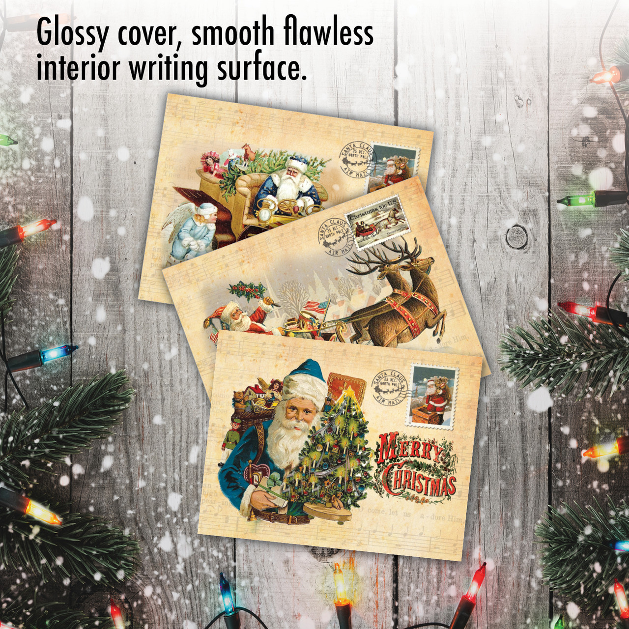 Santa Postcards, Assorted Set Of Printed Christmas Notecards ...