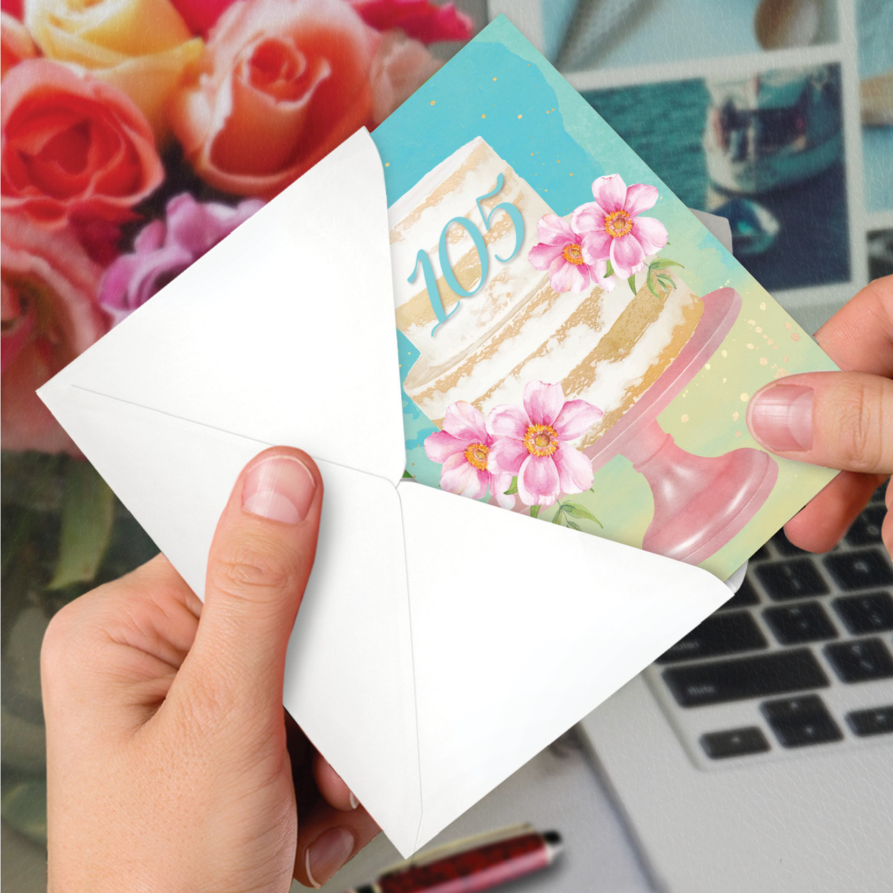 Number Cake 105, Printed Milestone Birthday Greeting Card - C10107MBG ...