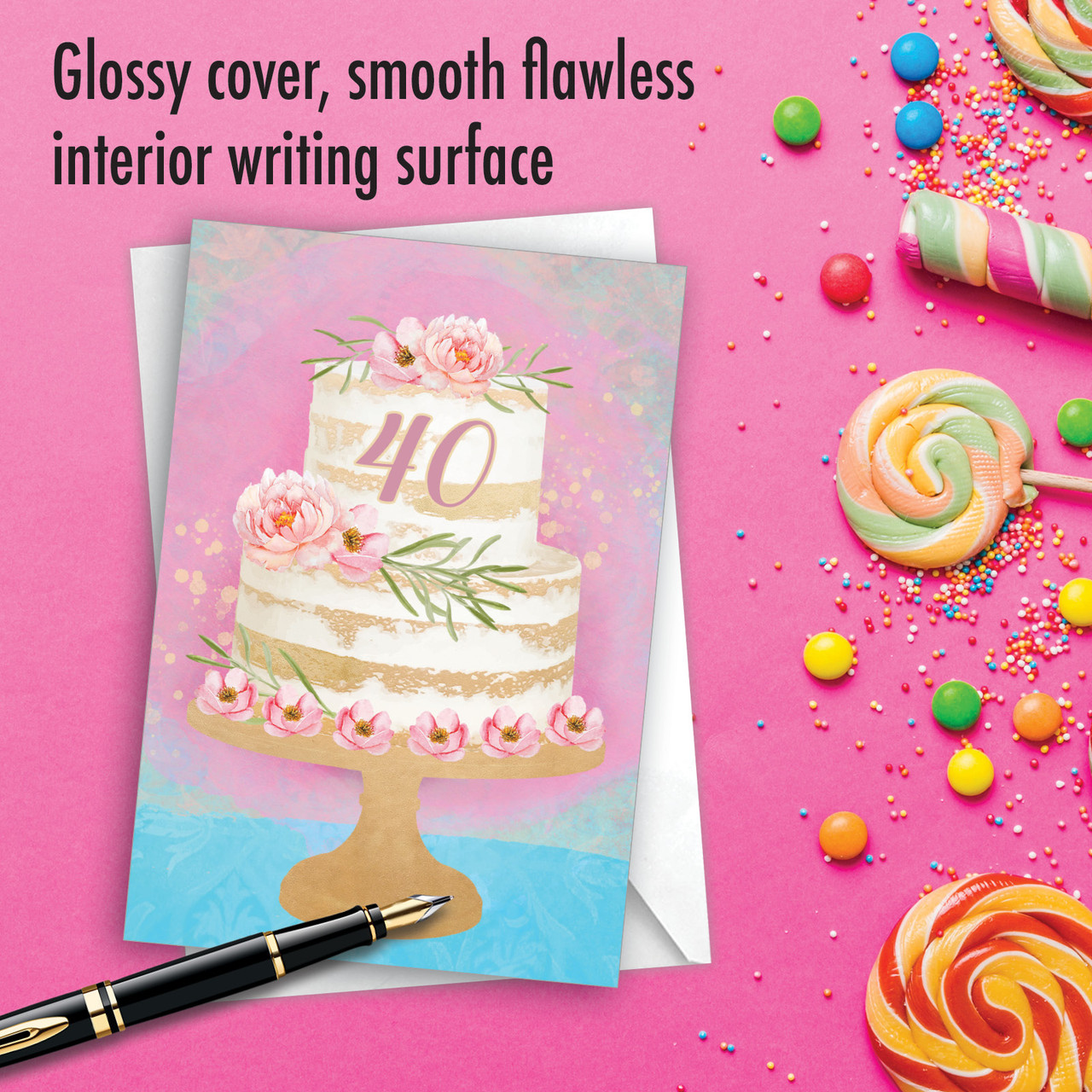 Number Cake 40, Printed Milestone Birthday Greeting Card - C10124MBG ...