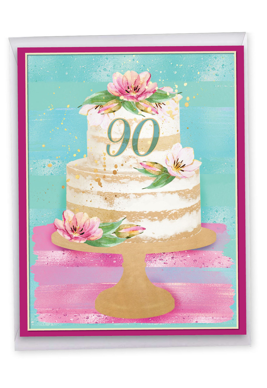 Number Cake 90, Extra Large Milestone Birthday Greeting Card ...
