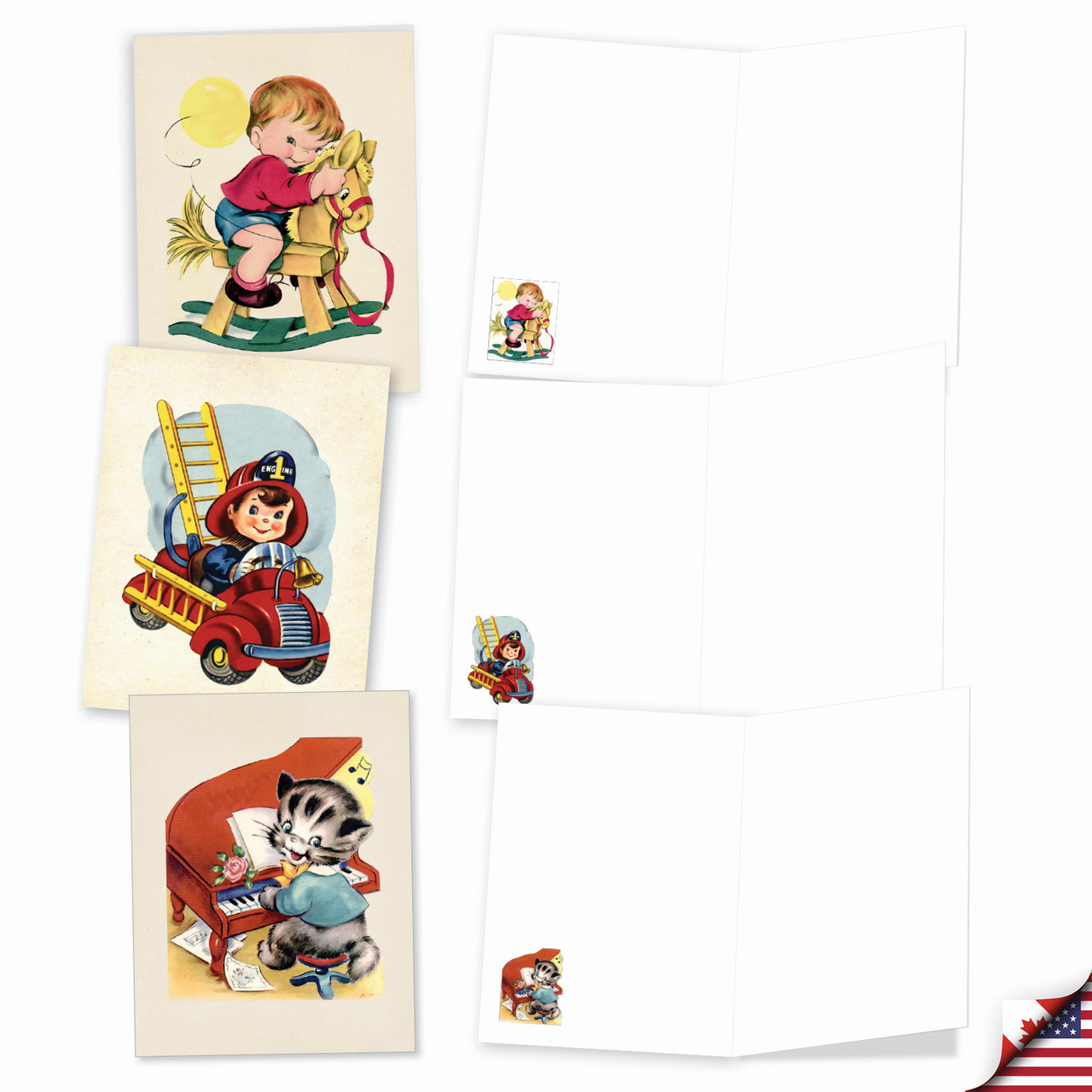 Vintage Plush Assorted Set Of Printed Blank All Occasions Notecards