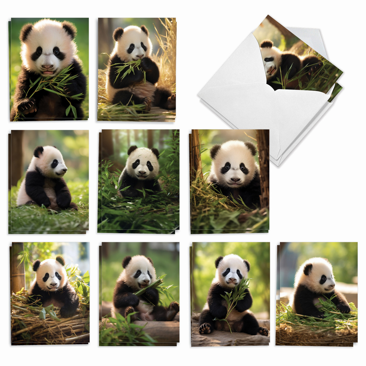 Panda Pups, Assorted Set Of Printed Blank All Occasions Notecards ...