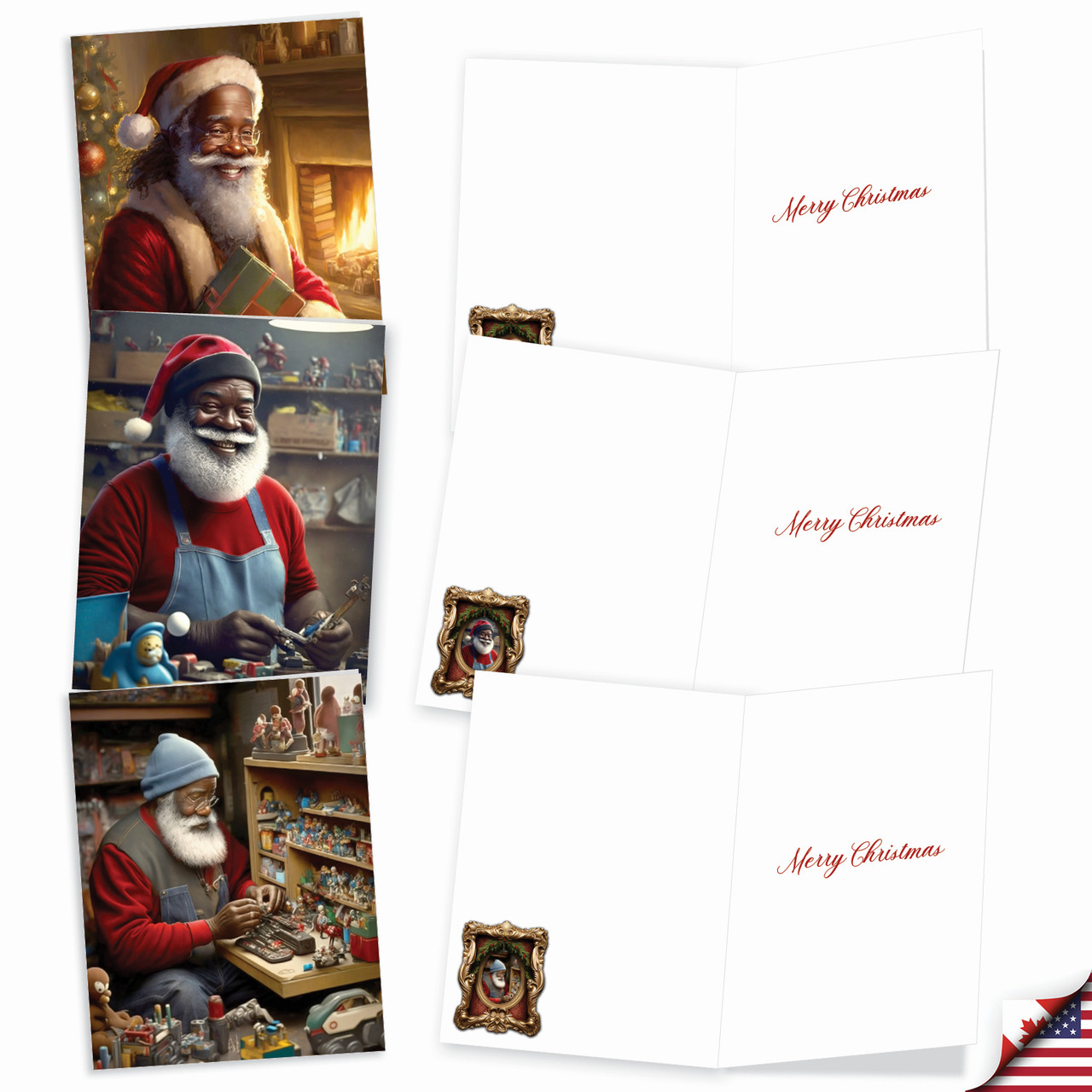 Happy Santa, Assorted Set Of Printed Christmas Notecards - AM10133XSG ...