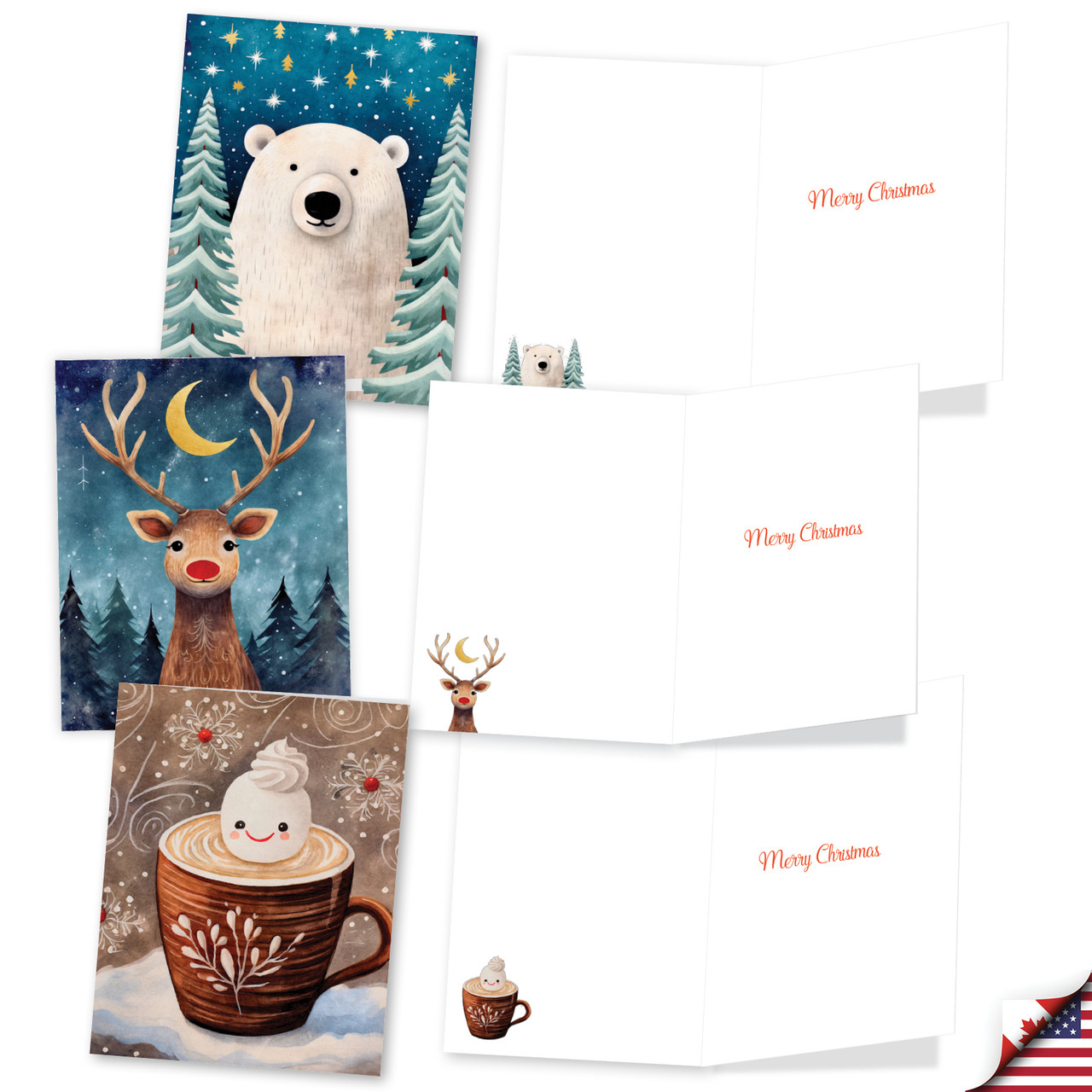 Winter Fun, Assorted Set Of Printed Christmas Notecards - AM10773XSG ...