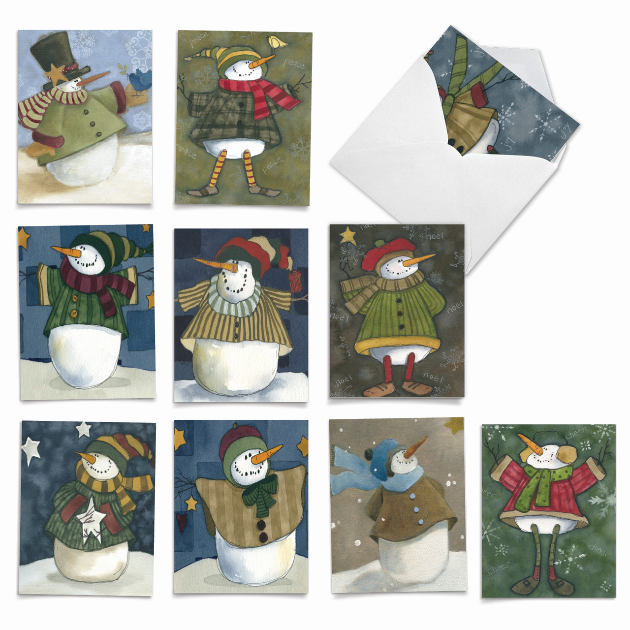 Frosty Friends Christmas Notecards - 10 Notecard Set