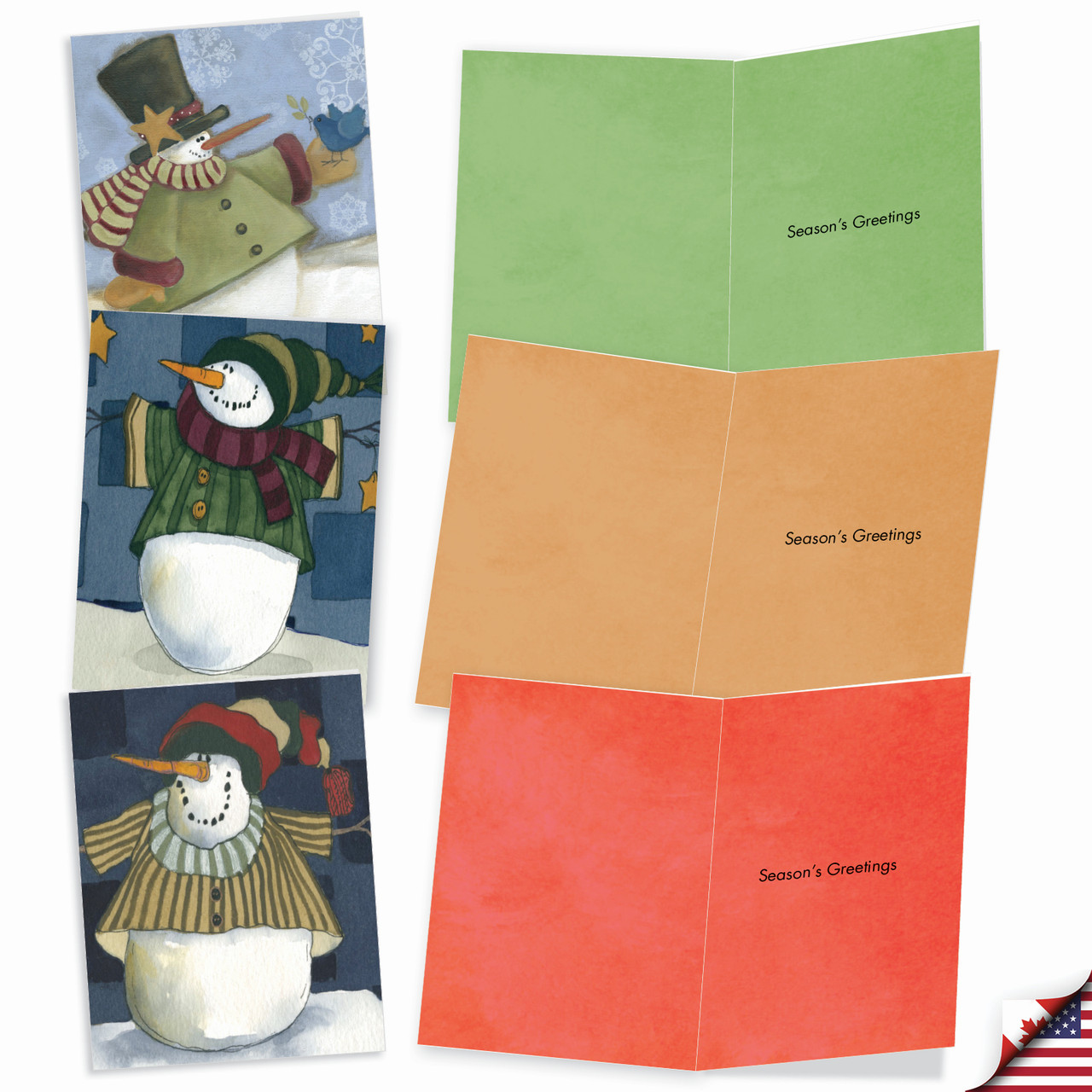 Frosty Friends Christmas Notecards - 10 Notecard Set
