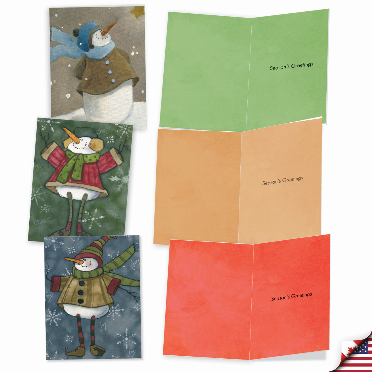 Frosty Friends Christmas Notecards - 10 Notecard Set