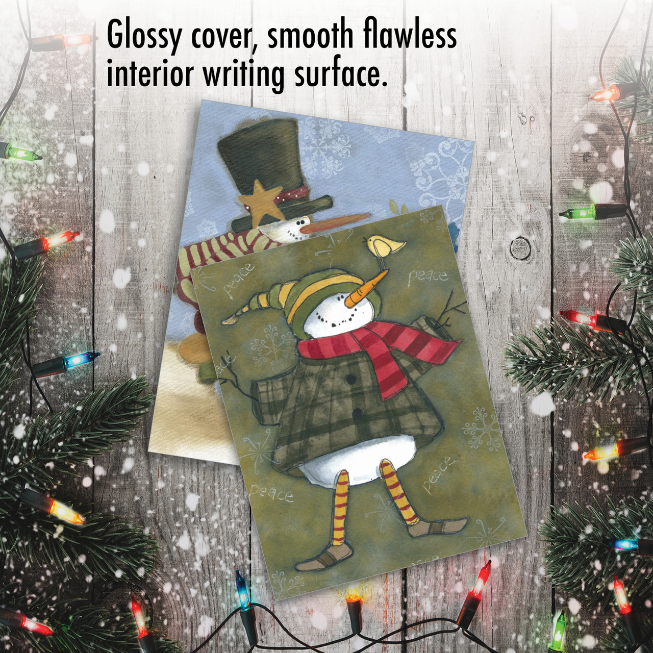 Frosty Friends, Assorted Set Of 10 Printed Christmas Notecards - AM9619XSG