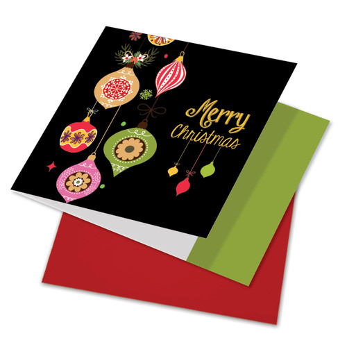 Square Retro Groovy Greetings - D Merry Christmas Greeting Cards