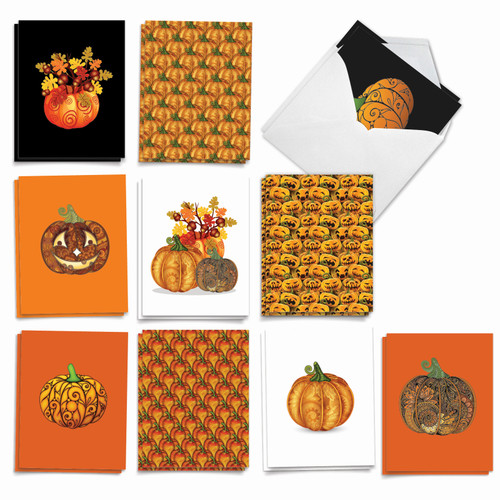 AM2922HW - Artful Pumpkins: Mixed Set Of Notecards - TheBestCardCompany.com