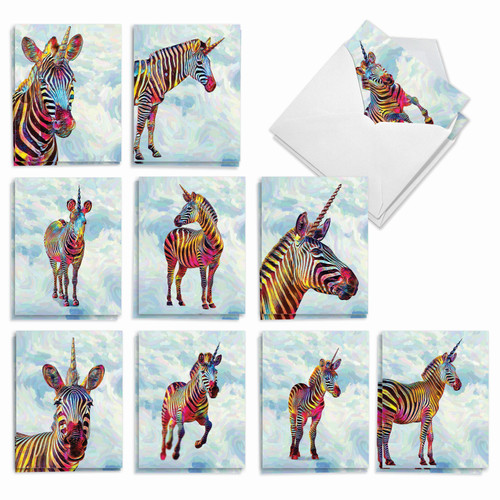 Zebra-corns, Assorted Set Of 20 Printed Blank All Occasions Notecards ...
