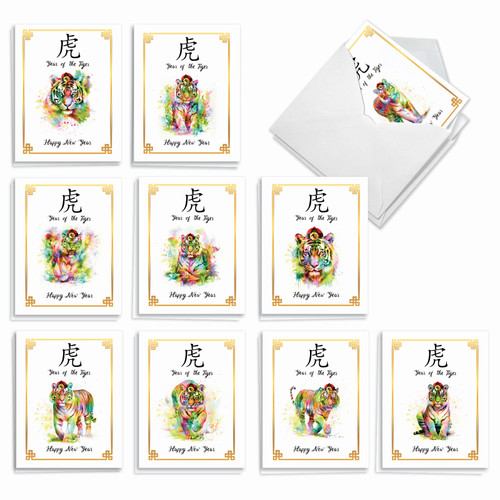 Year Of The Tiger, Assorted Set Of Printed Lunar New Year Notecards ...