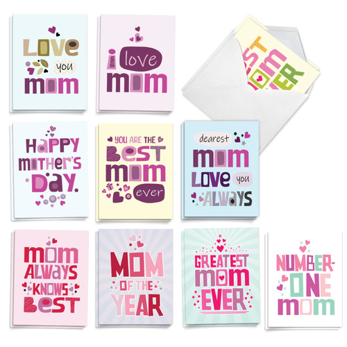 The Best Mom Ever, Assorted Set Of Printed Mother's Day Notecards ...