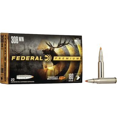 Federal Premium Rifle Ammo 308 Win. 180 gr. Trophy Bonded Tip 20 rd ...