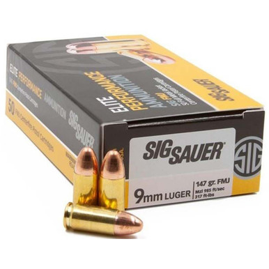 Sig Sauer Elite Ball Performance Pistol Ammo 9mm 147 gr. FMJ 50 rd ...