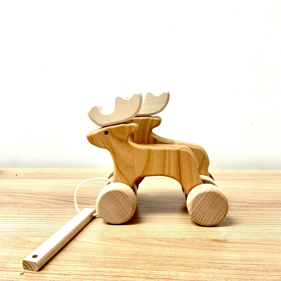 Wooden Push Pull Toy Deer | Toddler Pull Toys