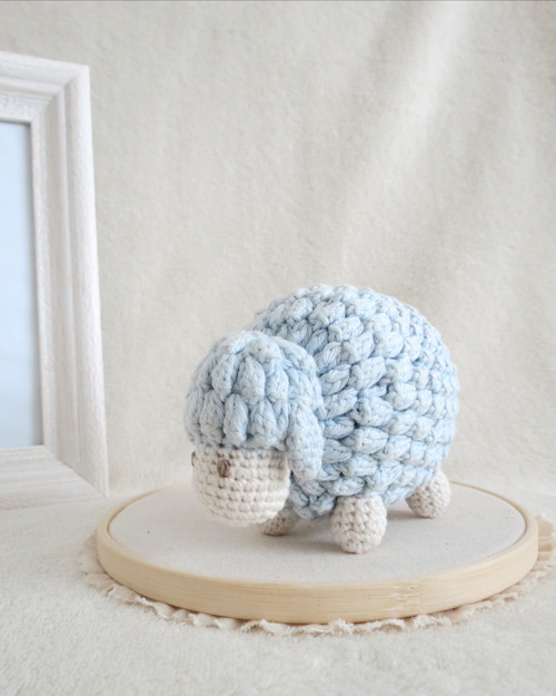 Organic Baby Toy | Sheep | Blue | Boy | Hand Knit