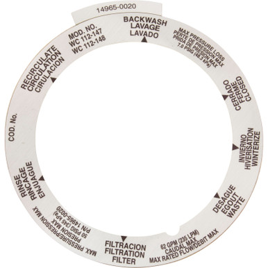 Decal, Sta Rite WC 112-148, 1-/12" Mount Multiport Valve