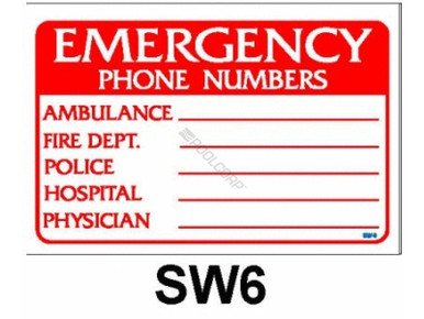12"X18" Emergency Phone Numbers Sign