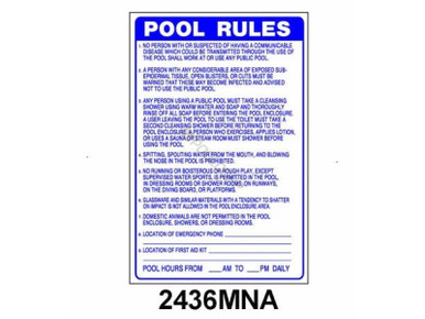 24"X36" Minnesota Pool Rules Sign