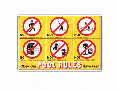 12/Cs 24"X18" Obey Our Pool Rules Sign