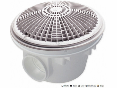 V 8" 2" Slip Wht Conc Main Drain W/ Tru Flo Cover