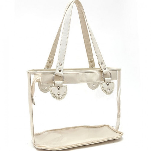 White Studded Clear Tote Bag