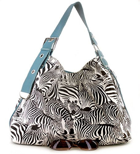 Blue Zebra Print Contemporary Style Tote - Handbags, Bling & More!