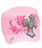 Pink Rhinestone Cross Vintage Hat - Handbags, Bling & More!