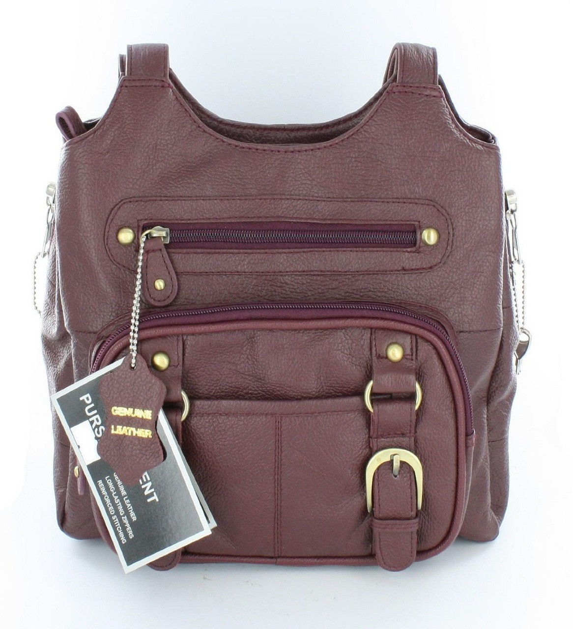 Wine / Burgandy Leather Right / Left Locking Concealment Purse CCW ...