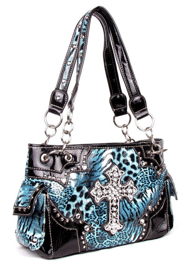 Western Cross Leopard Handbag Rhinestone Pocket Purse With Matching ...