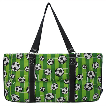 Soccer Goal Getter Print Large Canvas Utility Tote Bag-Navy