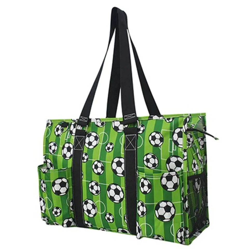 Soccer Goal Getter Print Large Canvas Utility Tote Bag-Navy
