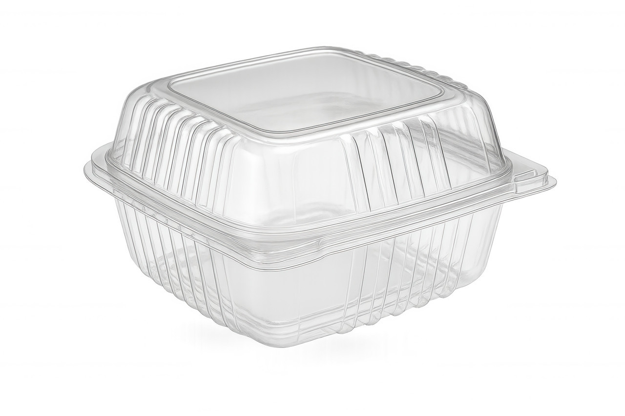 5x5 Clear Hinged-Lid Plastic Container (500/cs)