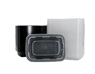 Black 16oz Black Plastic Containers w/ Lids (150/case)