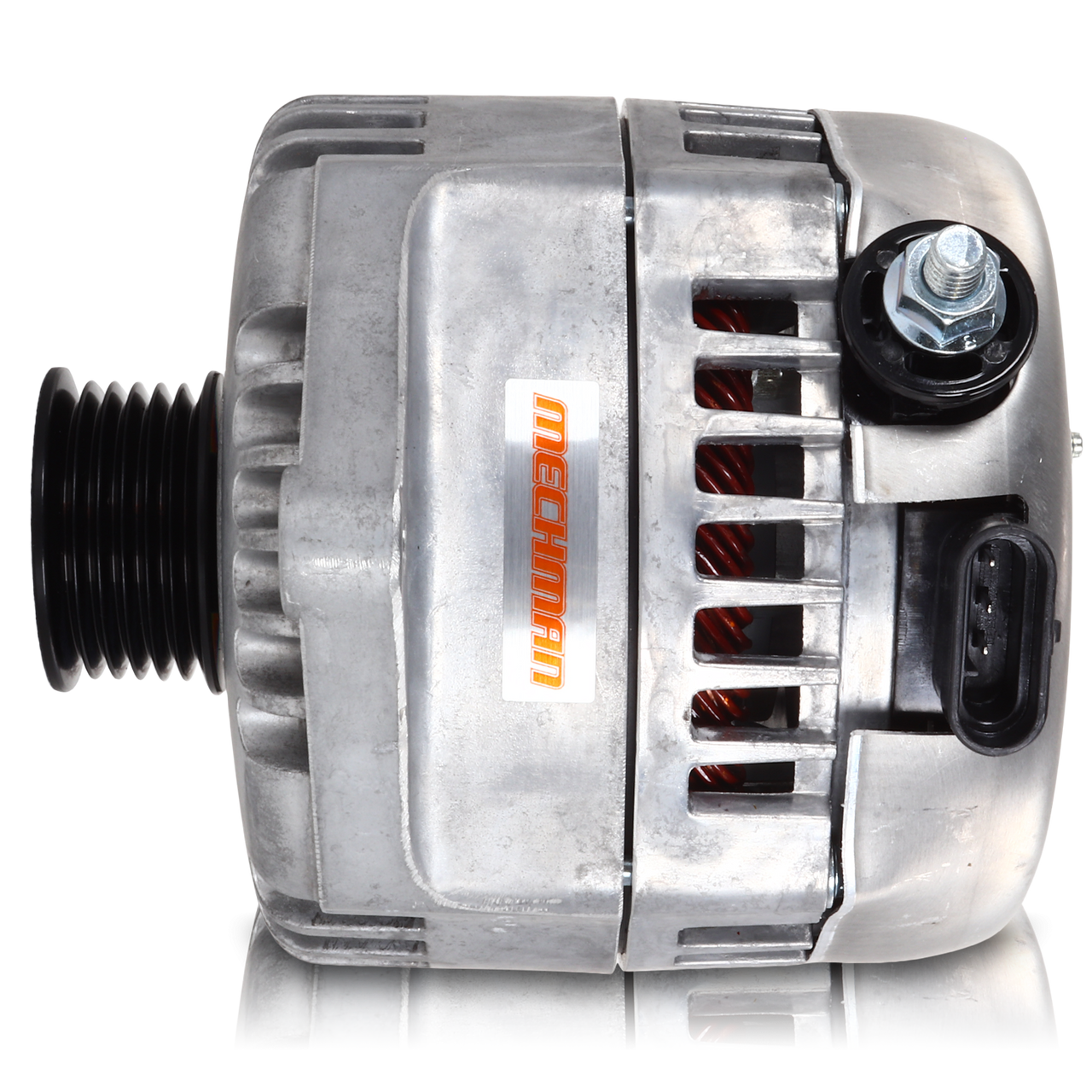 240 amp Racing alternator - Natural Finish - Mechman Alternators