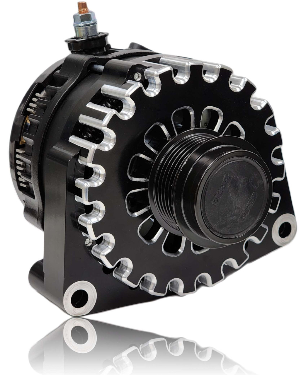 E Series Billet 250 Amp Racing Alternator For C7 Corvette - Black Anodized