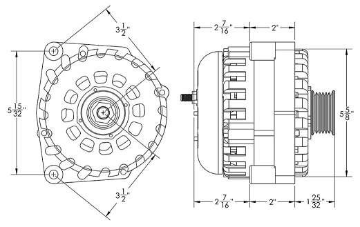 250 Amp Black Billet High Output Alternator for GM 2 pin WITH RVC Bypass - Mechman Alternators