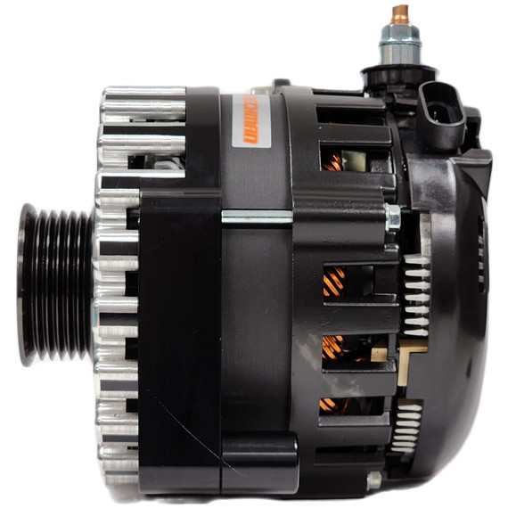 250 Amp Black Billet High Output Alternator for GM 2 pin WITH RVC Bypass - Mechman Alternators