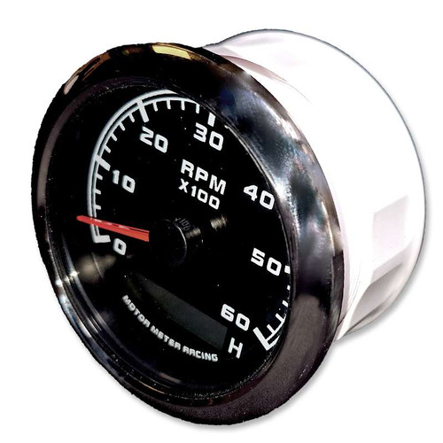 85mm 3-3/8" Tachometer 6000 RPM Engine with Hour Meter Black Dial White ...