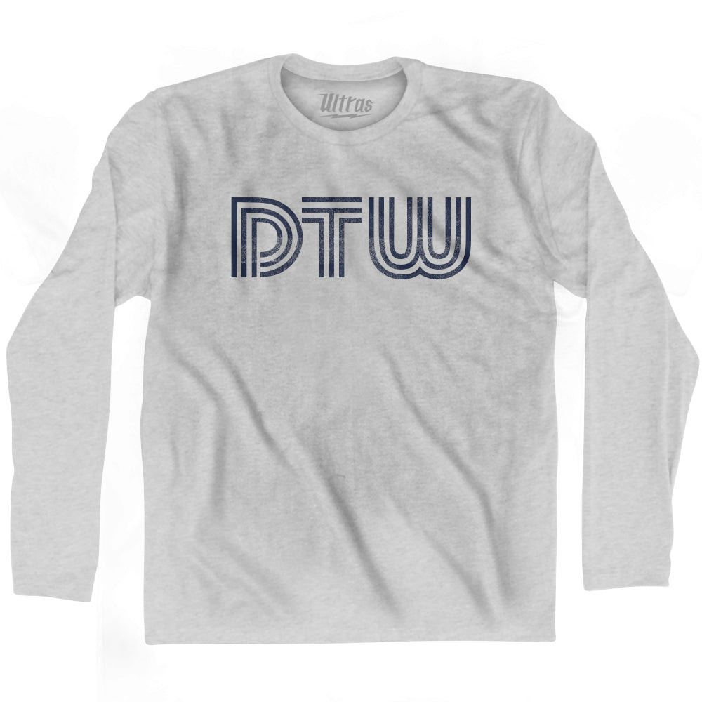 Detroit DTW Airport Adult Cotton Long Sleeve T-shirt - Grey Heather