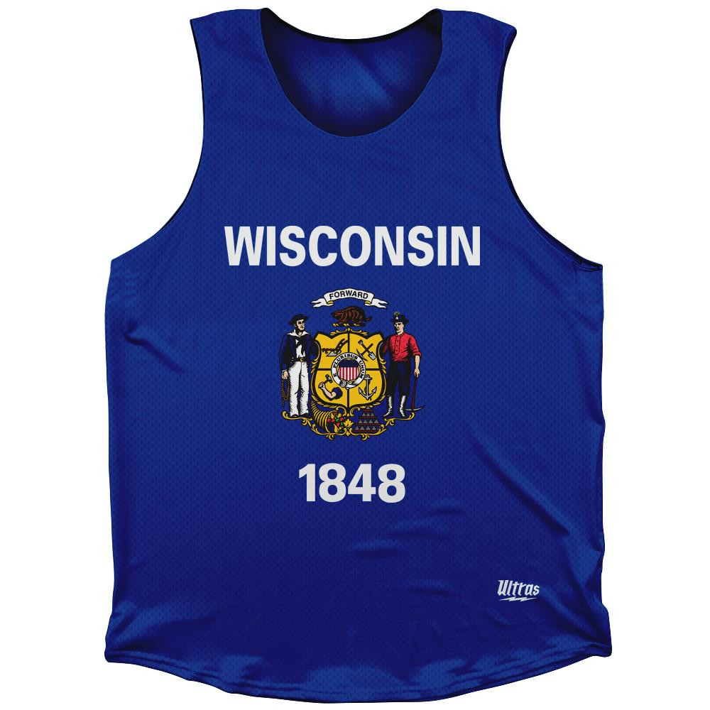 Wisconsin State Flag Athletic Tank Top-Blue