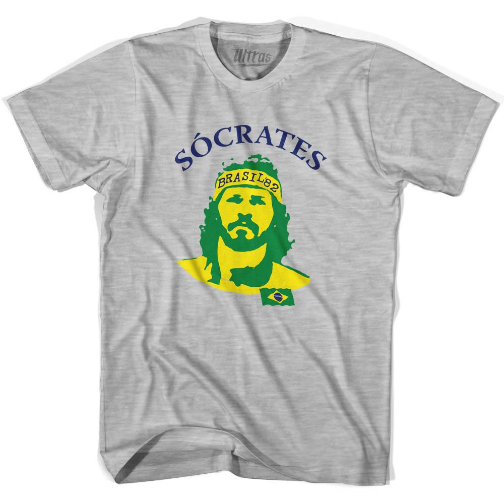 Socrates Brazil Adult Cotton Soccer Legend T-shirt-Grey Heather