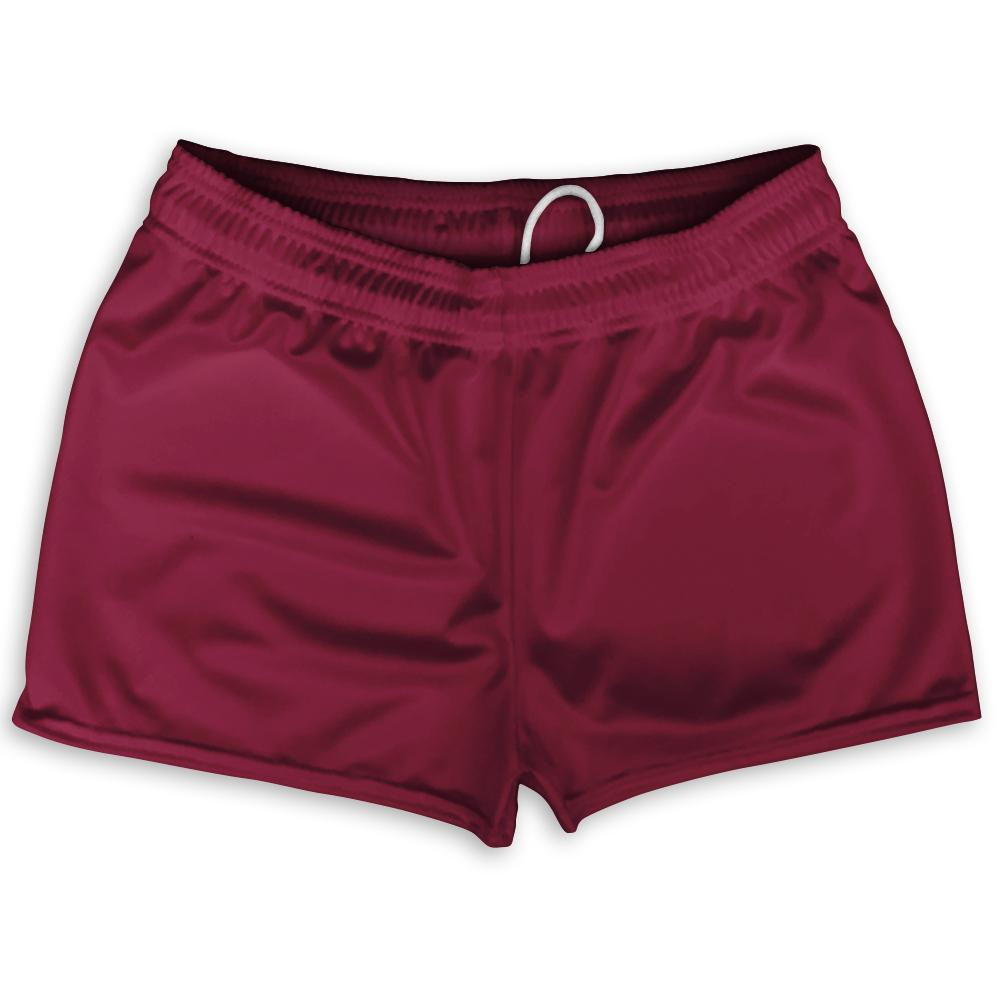Red Maroon Shorty Short Gym Shorts 2.5"Inseam Made in USA - Maroon