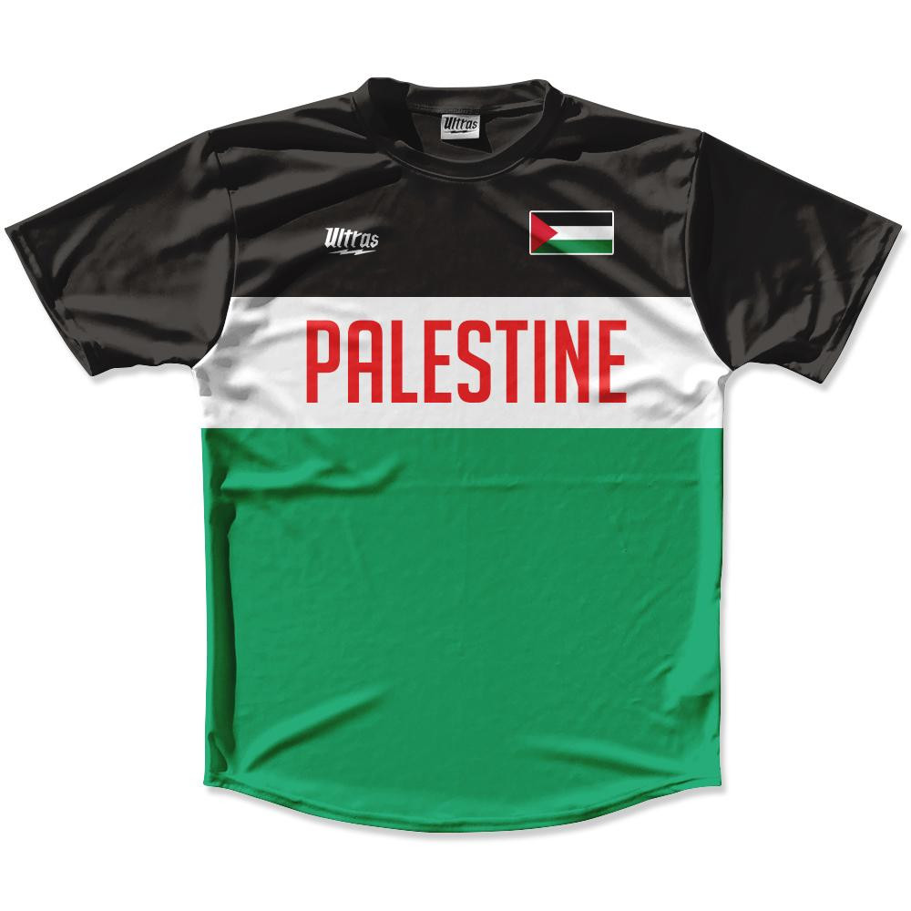 Ultras Palestine Flag Finish Line Running Cross Country Track Shirt Made In USA-Black Green