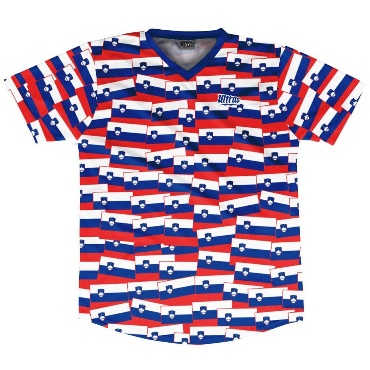 Ultras Slovenia Party Flags Soccer Jersey Made In USA-Red Blue