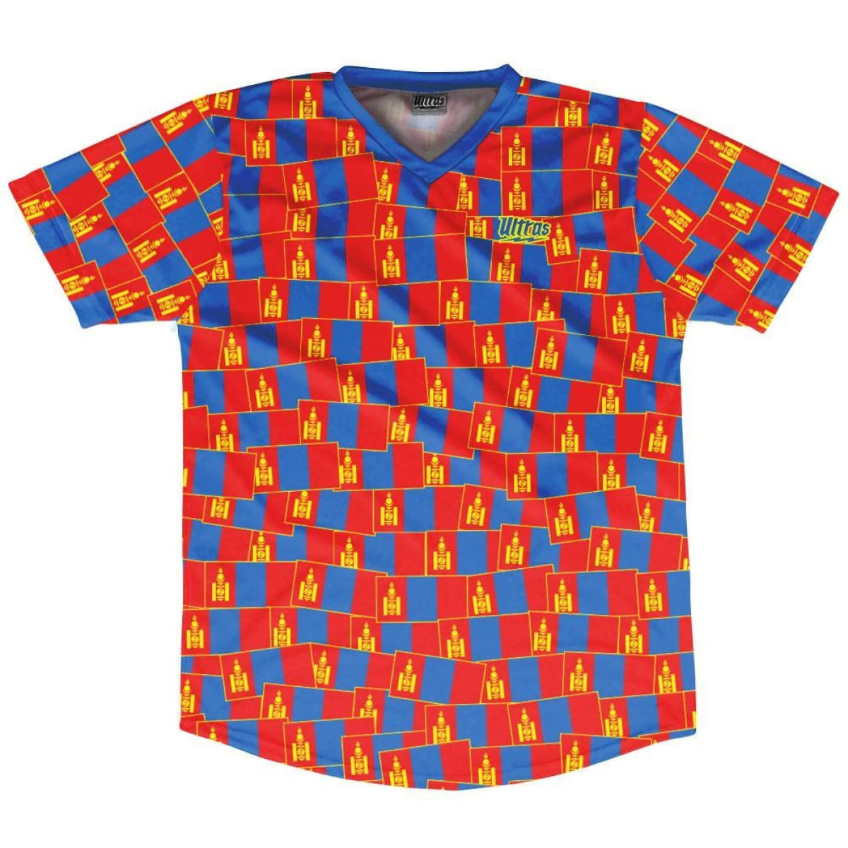 Ultras Mongolia Party Flags Soccer Jersey Made In USA-Blue Red