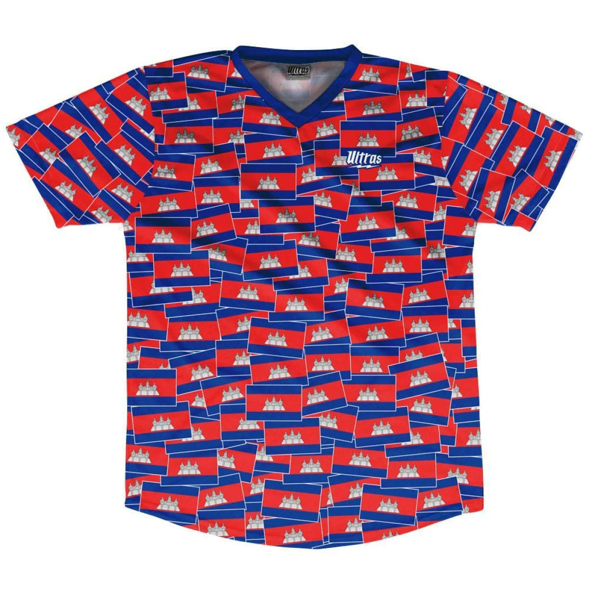 Ultras Cambodia Party Flags Soccer Jersey Made In USA-Blue Red