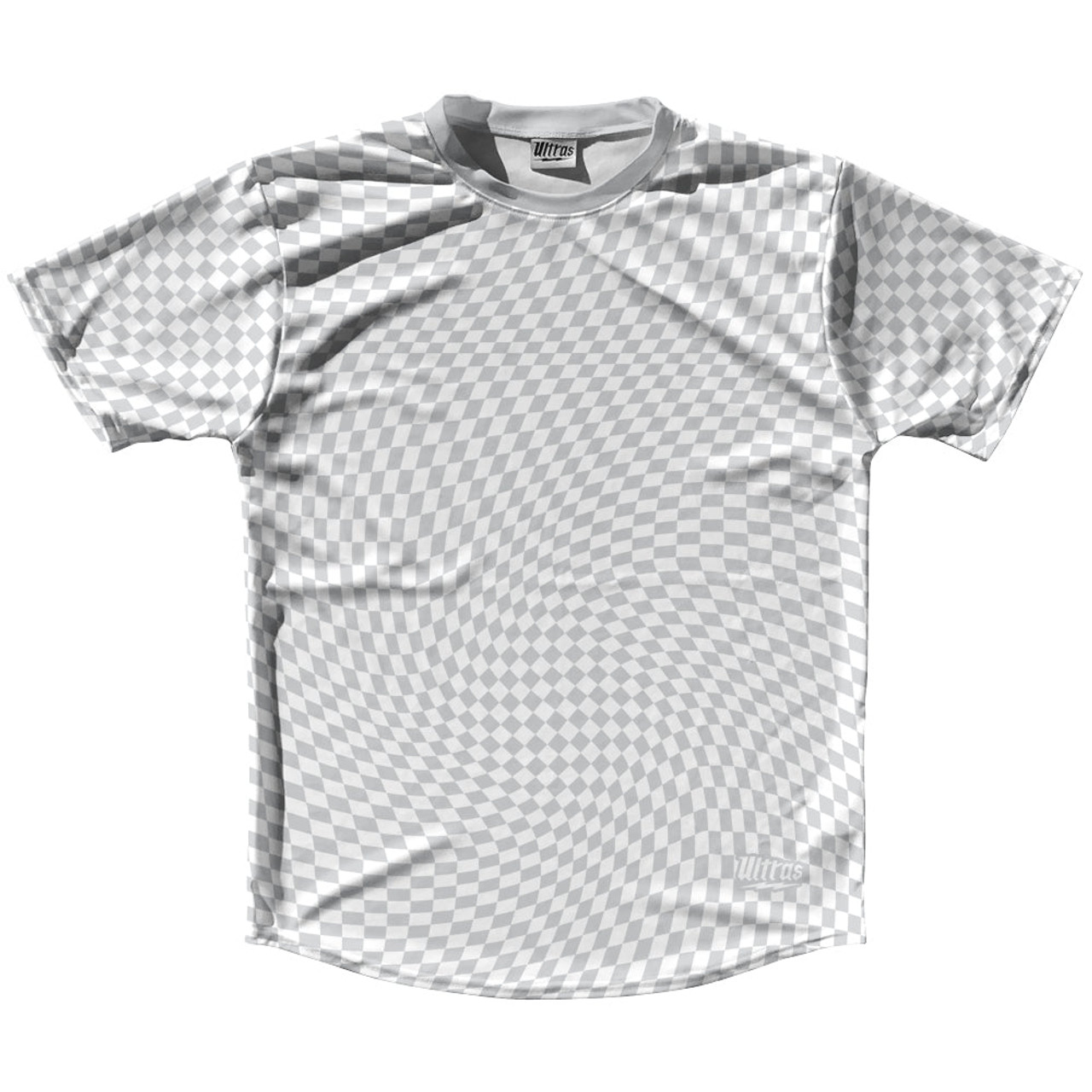 Warped Checkerboard Running Shirt Track Cross Made In Usa Grey Medium